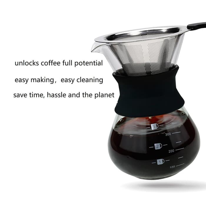 Jual Hand Drip Coffee Maker Pour Over Glass Pot With Stainless Steel ...