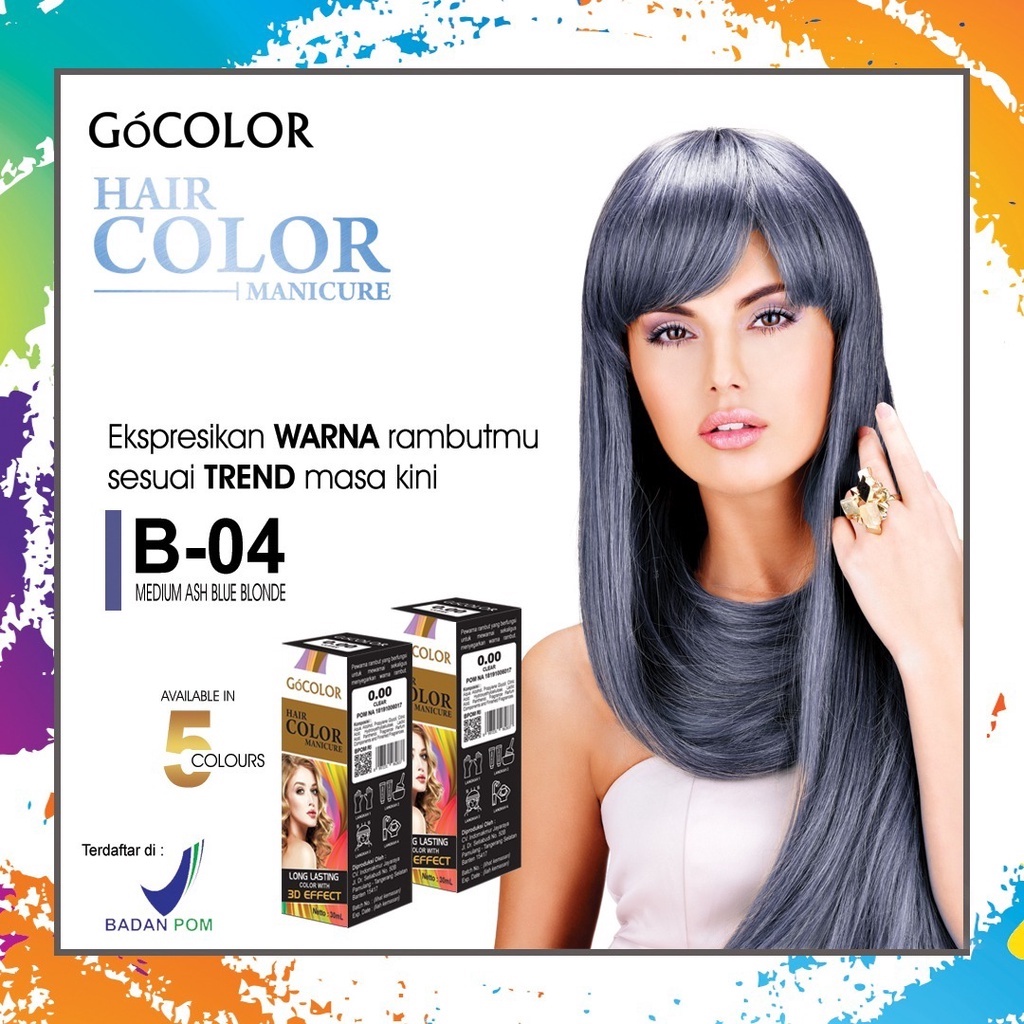 Jual GOCOLOR Hair Manicure One Step Coloring B-04 Medium Ash Blue ...