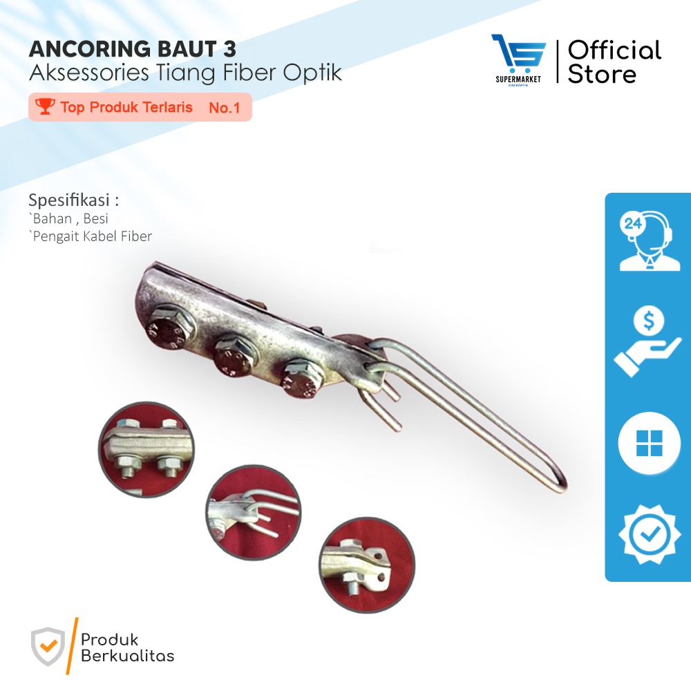 Jual Ancoring Baut 3 Suspension Clamp Tiang Streng Baut 3 Original ...