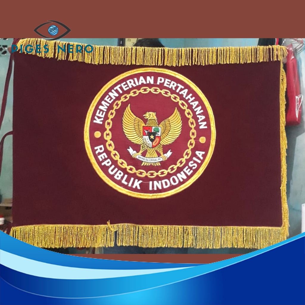 Jual Bendera Pataka Kemhan Kementerian Pertahanan Kain Beludru Bordir ...