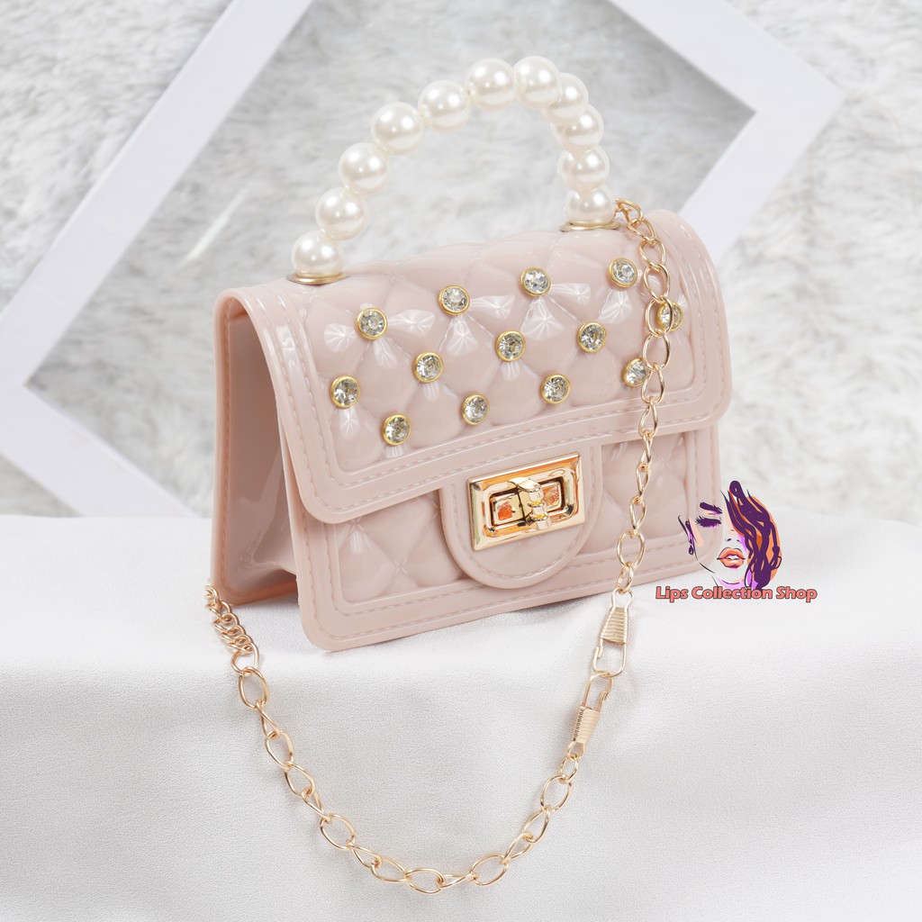 Jual Tas Jelly Glossy Mini Classic Diamond Pearl | Tas Jelly Mini ...