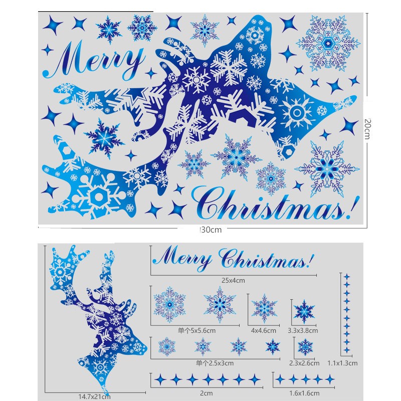 Jual MSC Stiker Jendela Kaca Natal Christmas Blue Elk Electrostatic ...