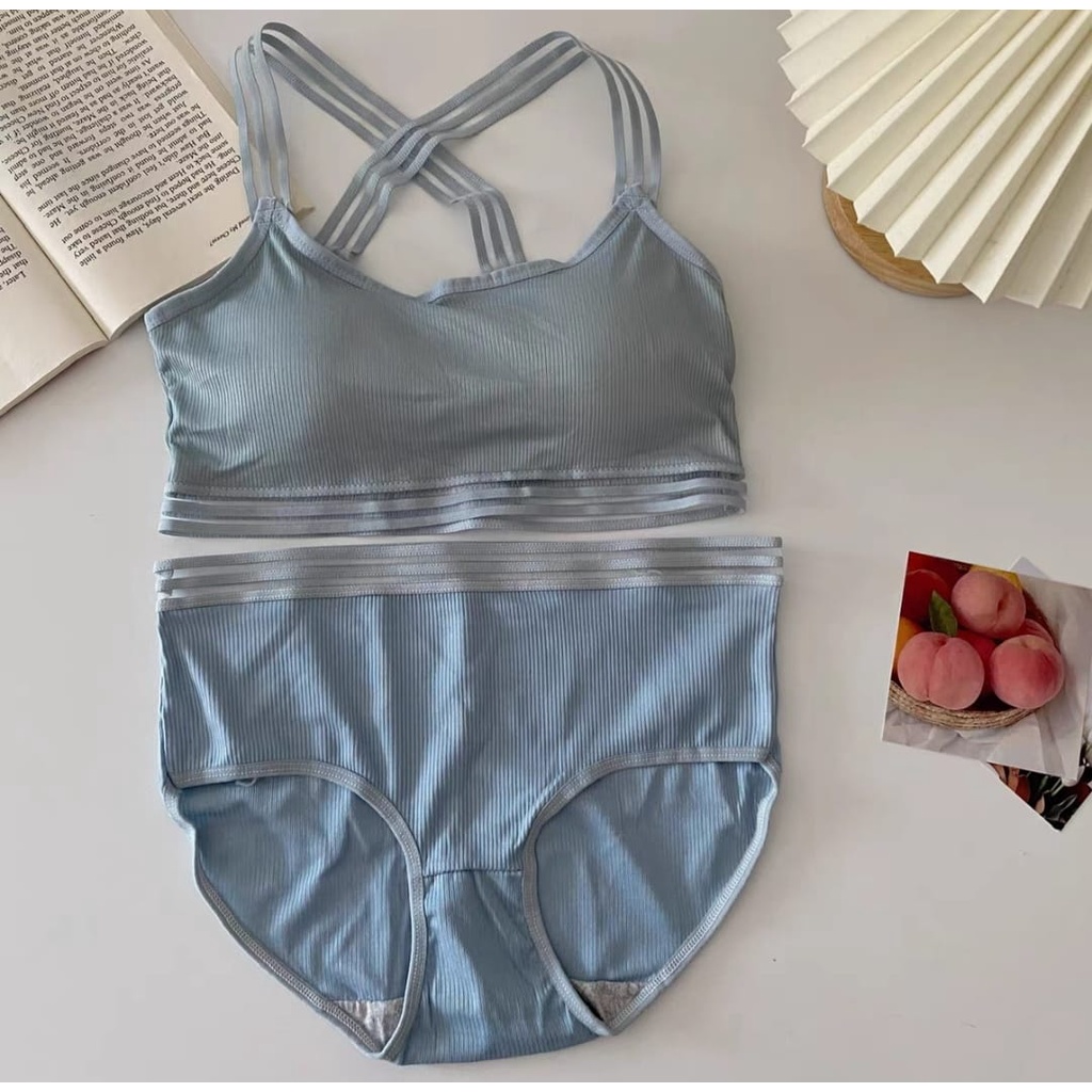Jual Brasay Bra Set Wanita Bahan Model Tali Silang 1058 | Shopee Indonesia