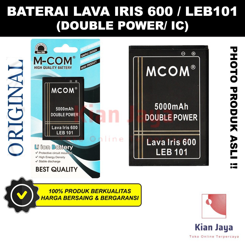 Jual MCOM Baterai LAVA Iris 600 / LEB101 Original Double Power Batre Batrai Battery Ori | Shopee ...