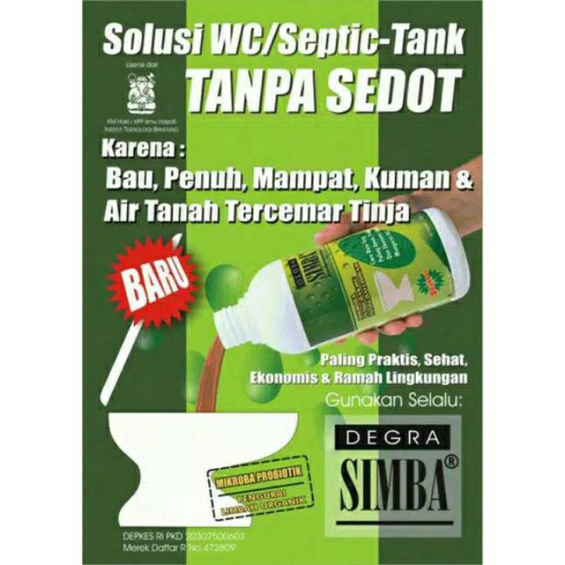 Jual DEGRA SIMBA 500ML OBAT KURAS WC SEPTIK TANK KLOSET TOILET SALURAN ...