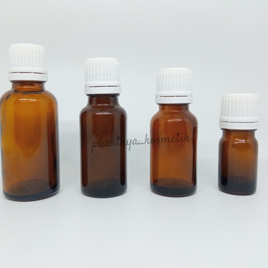 Jual Botol Kaca Amber 5ml 10ml 15ml 20ml 30ml Tutup Filler Putih | Shopee Indonesia