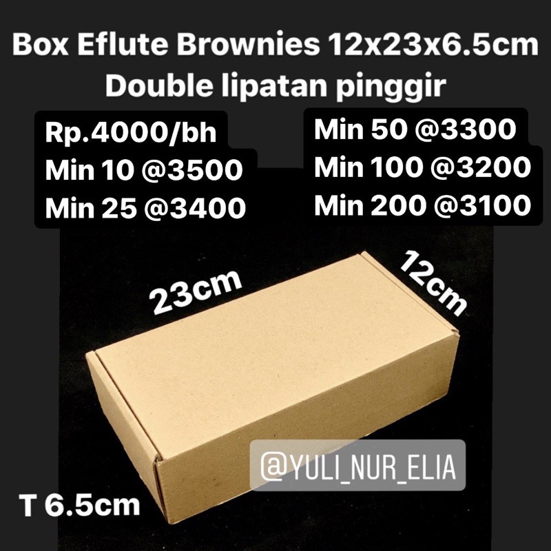 Jual Box Eflute Brownies 12x24x6.5cm LIpat double lipatan pinggir ...