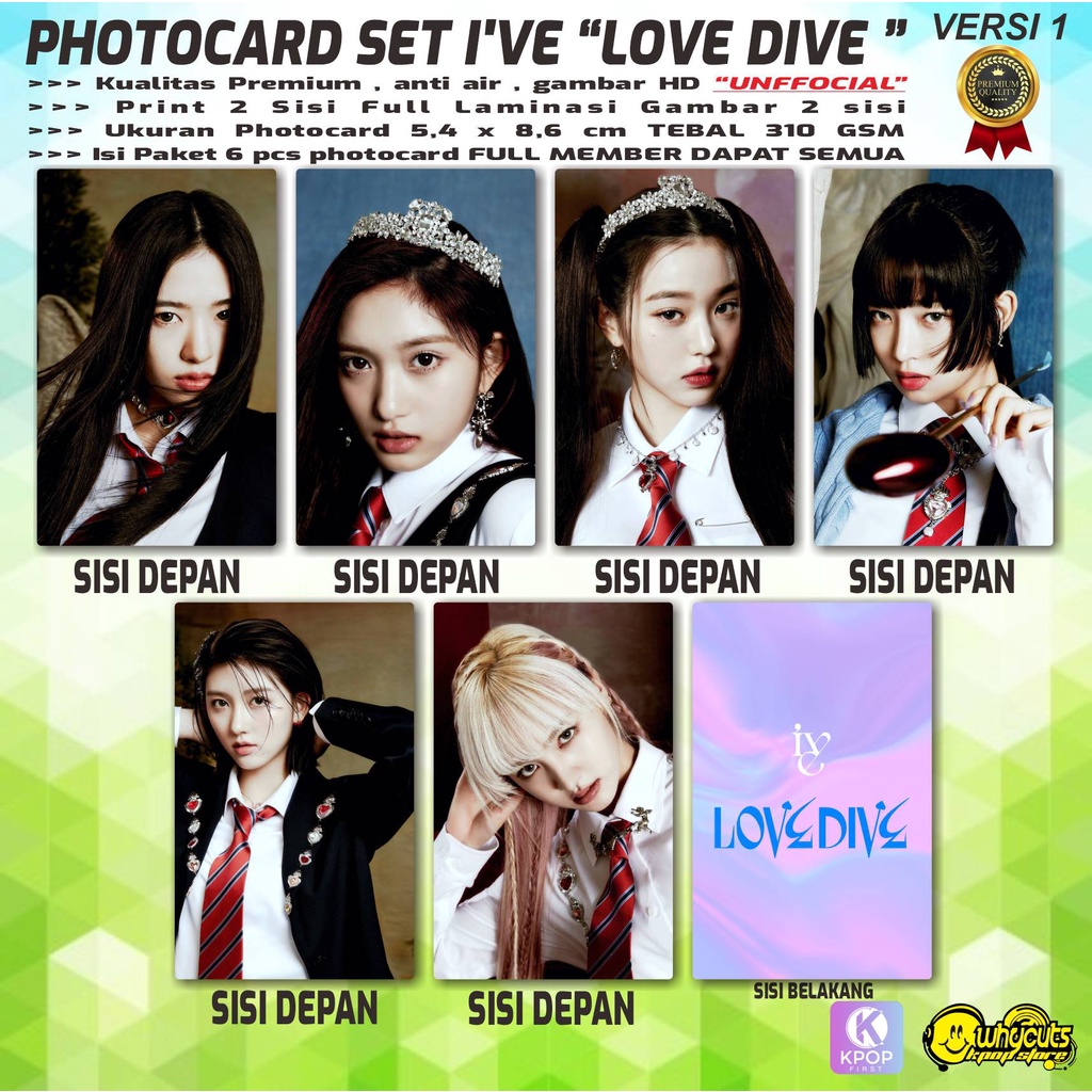 Jual PHOTOCARD FULL SET PC KPOP IVE LOVE DIVE / PRINT 2 SISI FULL LAMINASI SUPER GLOSSY / ANTI ...