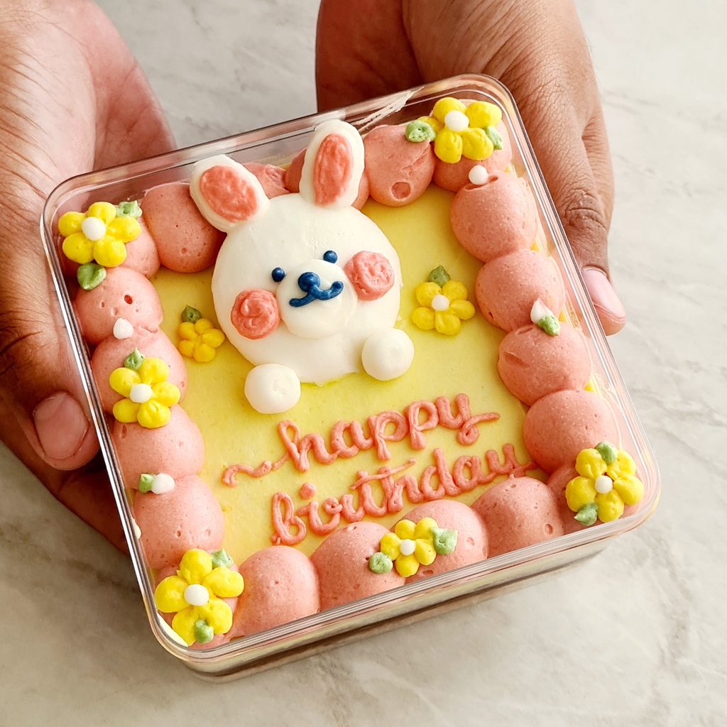Jual Korean dessert box / cake box white bunny | Shopee Indonesia