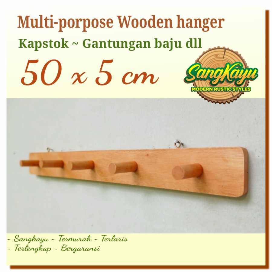 Jual SangKayu Gantungan Baju Serbaguna Kapstok Kayu 50x5 cm ...