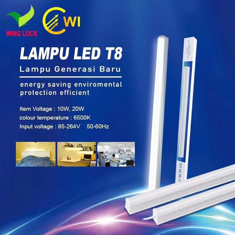 Jual Lampu Set LED T8 10 Watt WING LOCK | Shopee Indonesia
