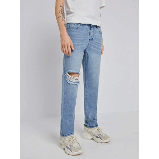 Jual CELANA SOBEK PRIA RIPPED JEANS STANDAR REGULER BASIC ROBEK 27-38 ...