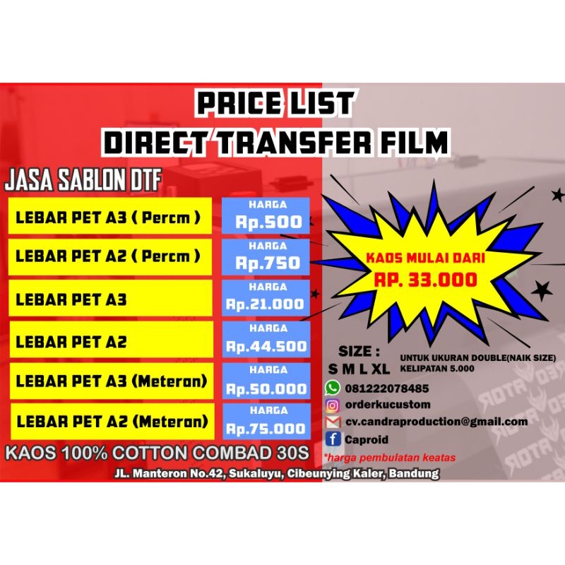 Jual JASA PRINT DTF CUSTOM | Shopee Indonesia
