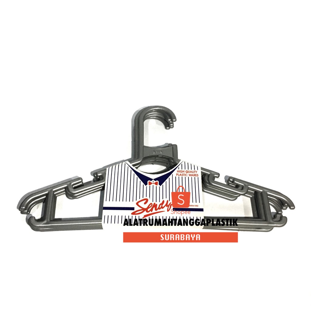 Jual 6pcs Hanger Plastik Tebal Silver Sendy / Hanger Silver Laundry ...