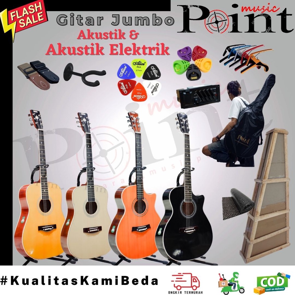 Jual Alat Music Gitar Akustik Elektrik Jumbo Packing Kayu + Bubble Wrap Aman | Shopee Indonesia