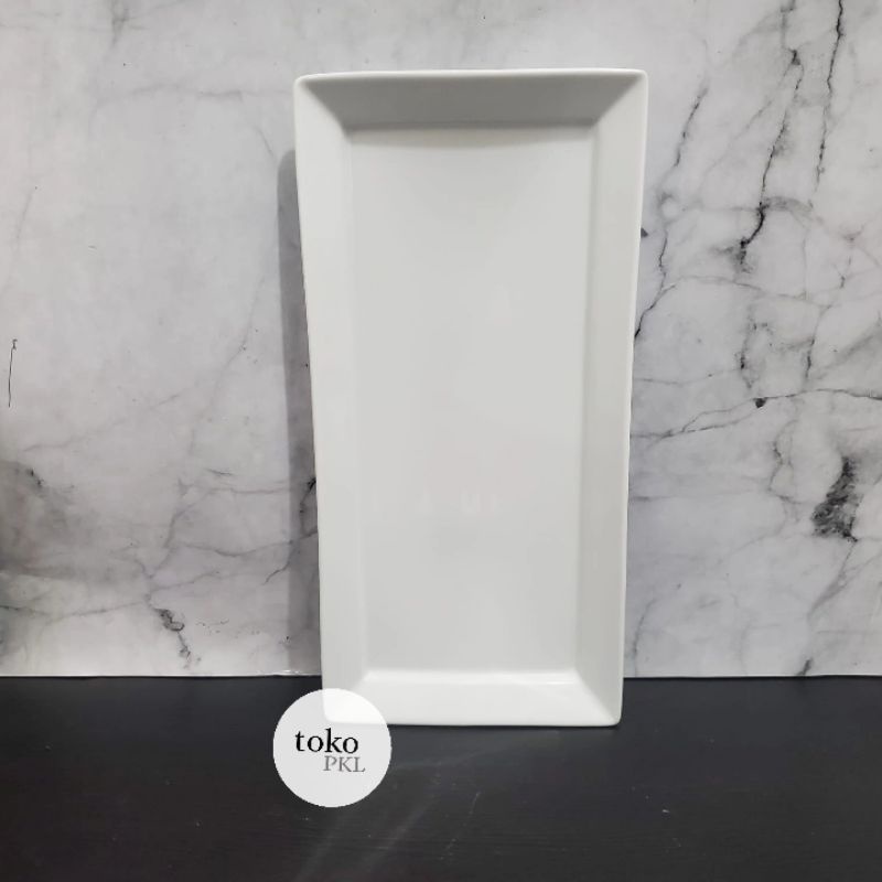 Jual piring tatakan keramik persegi panjang putih 29 cm 31 cm 35 cm ...