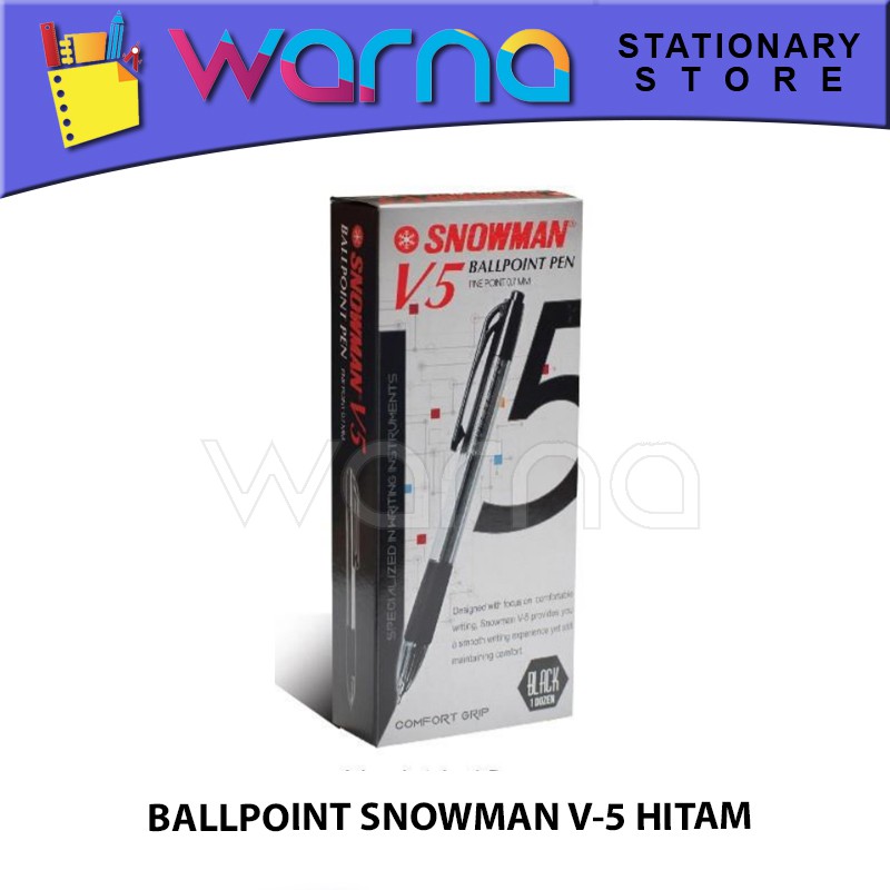 Jual PEN PULPEN BOLPEN BALLPOINT SNOWMAN V-5 HITAM | Shopee Indonesia