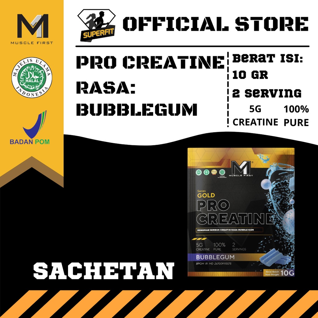 Jual M1 Pro Creatine Per 1 Sachet (6 Gr) Rasa BubbleGum Bubble Gum ...