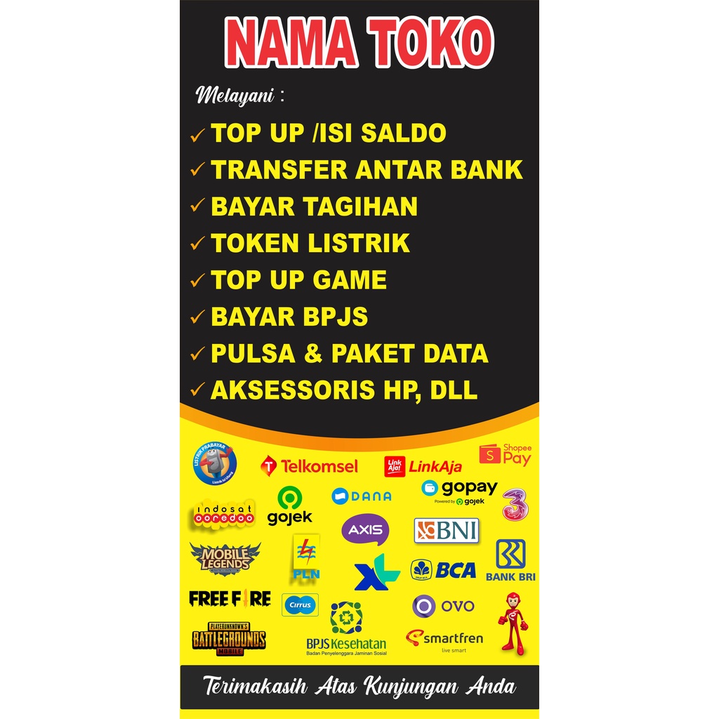 Jual BANNER BENNER BALIHO BENER SPANDUK KONTER PULSA | Shopee Indonesia
