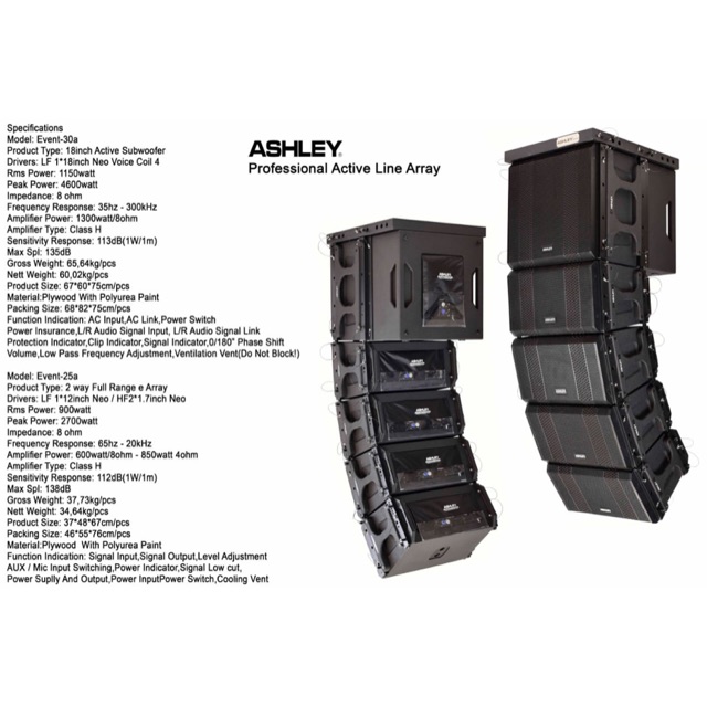 Jual Speaker aktif line array ashley event 25a 2 way 1x12” | Shopee ...