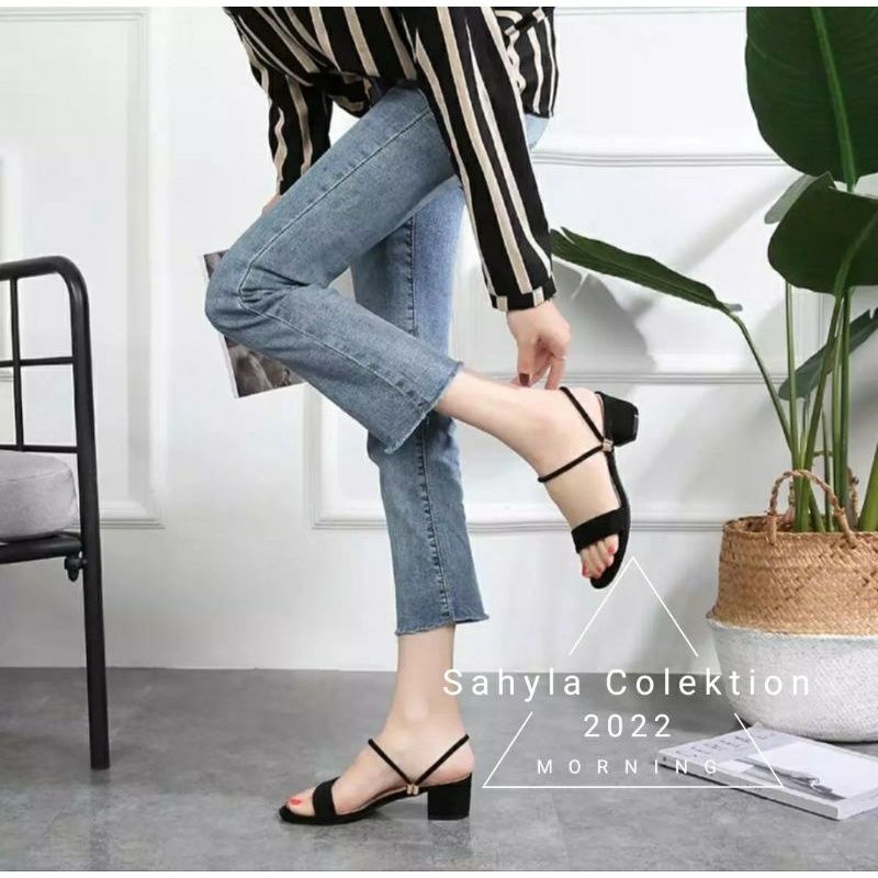Jual Sendal wanita heel hak 3cm Sendal kekinian SHY 007 | Shopee Indonesia