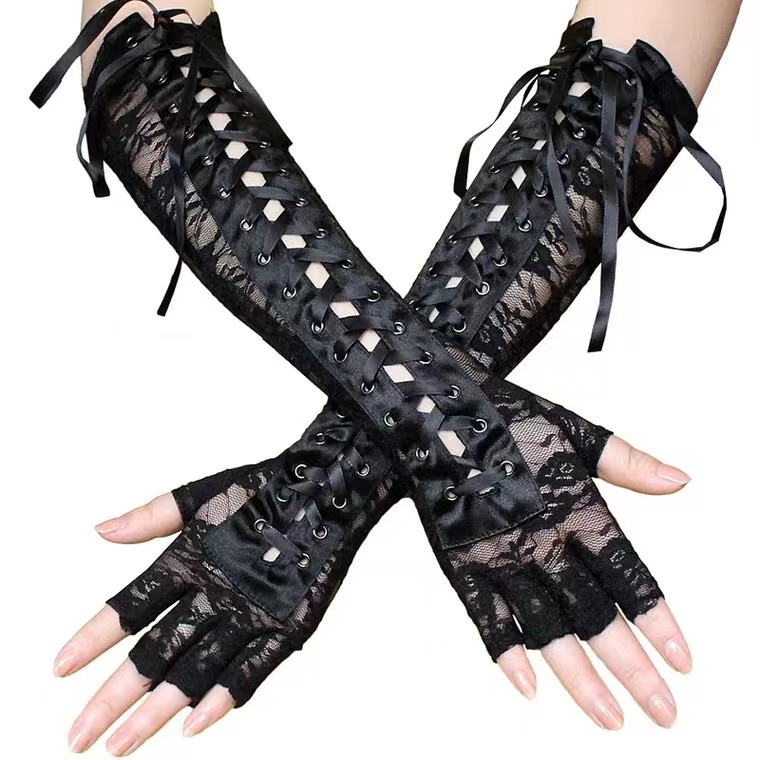Jual Women Gothic Fingerless Gloves Sewing Fishnet 8541 | Shopee Indonesia