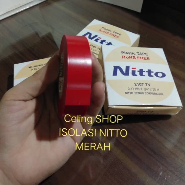 Jual isolasi listrik kabel NITTO WARNA MERAH warni PVC 2107 TV | Shopee ...