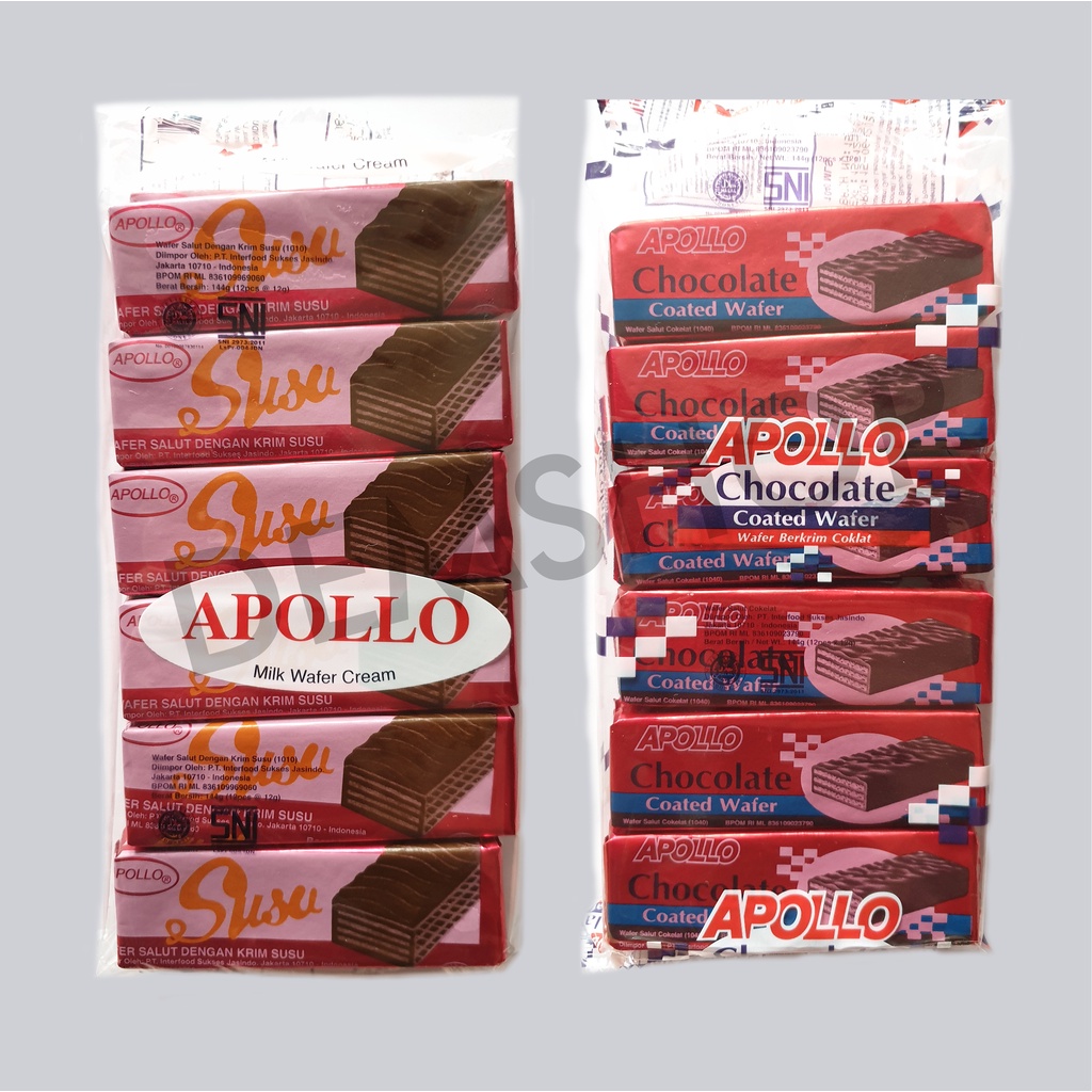 Jual Apollo Milk Wafer Cream Susu/ Coklat Wafer 1 Pack Isi 12 - 144 ...