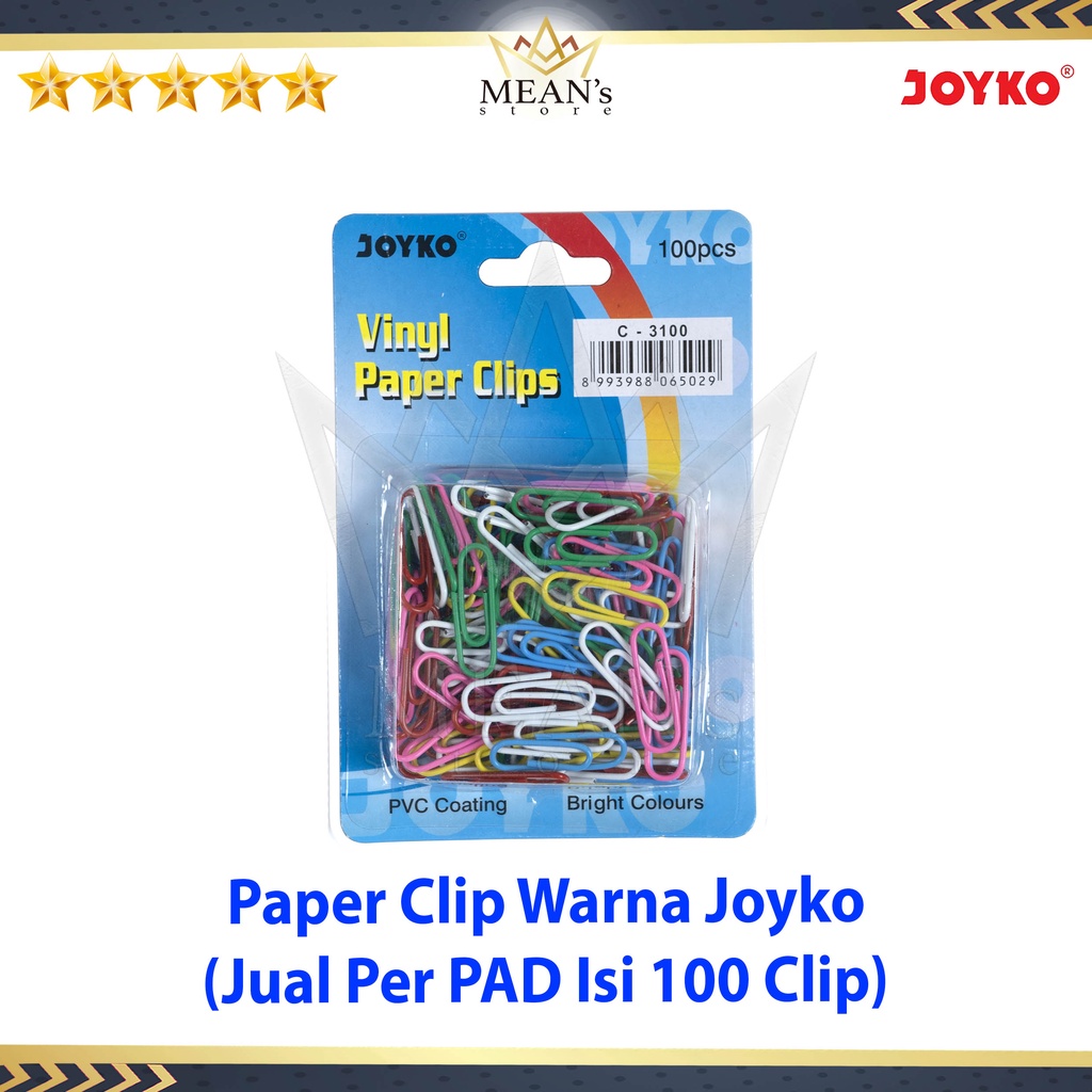 Jual Paper Clip Warna Joyko C-3100 / Clip Kertas Warna / Trigonal Warna ...