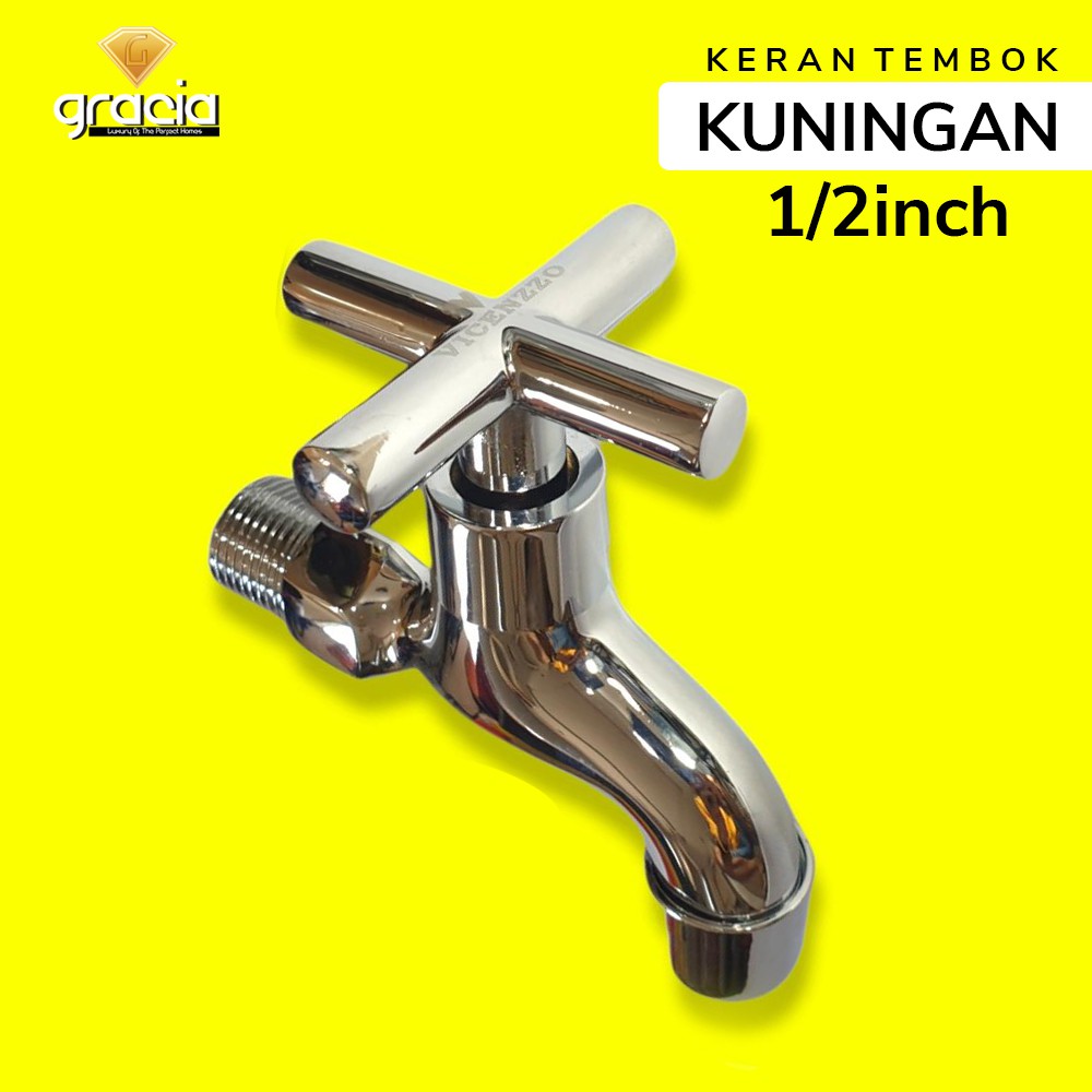 Jual Kran Air Tembok / Taman Kuningan 1/2inch / Keran Air Kuningan 3 ...