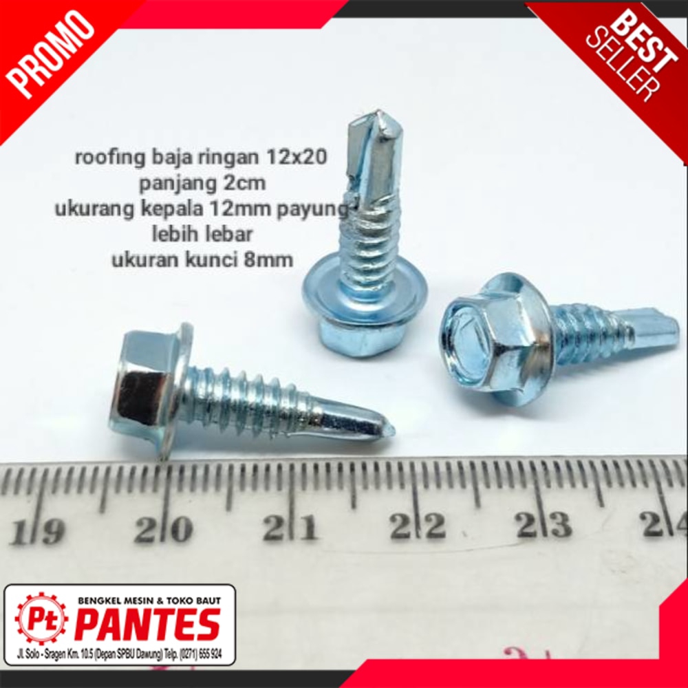 Jual BAUT ROOFING BAJA RINGAN 12X20 2CM SKRUP SKRUFF RUPING RUFING BAUT ...