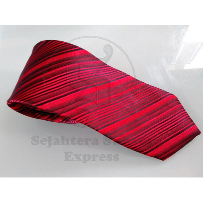 Jual KPA 100 dasi kantor import pria warna merah motif garis mix ...