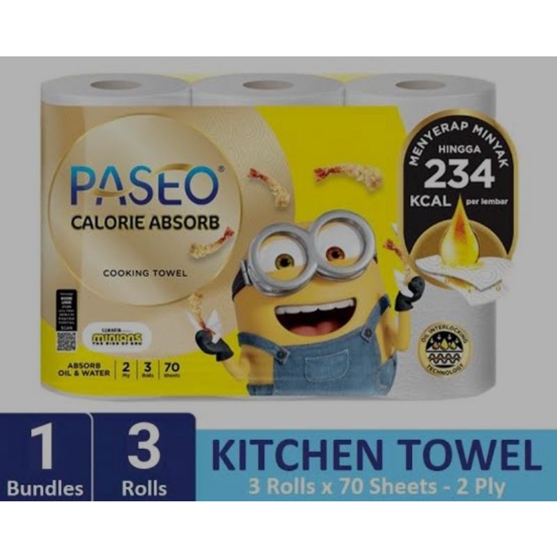 Jual tisu Tissue Kitchen dapur roll merk paseo (3 roll) | Shopee Indonesia