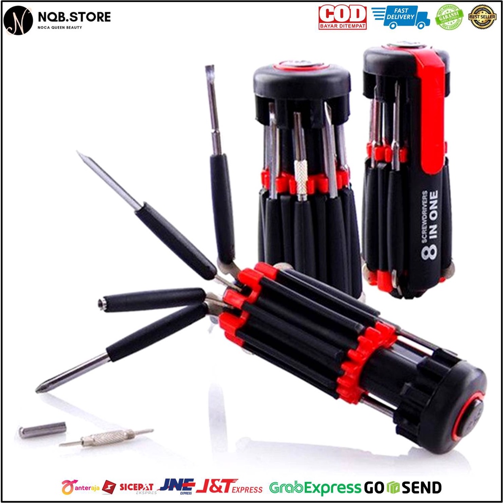 Jual Set Obeng 8in1 Multi Screwdriver Tools - Obeng Senter LED ...