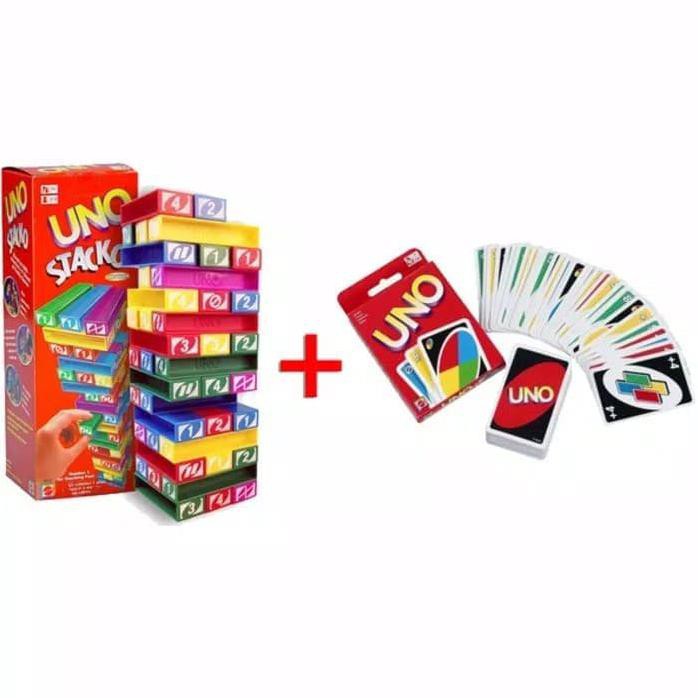 Jual Paket Uno Stacko + Kartu Uno/ Mainan Keluarga Uno Staco + Uno Card ...