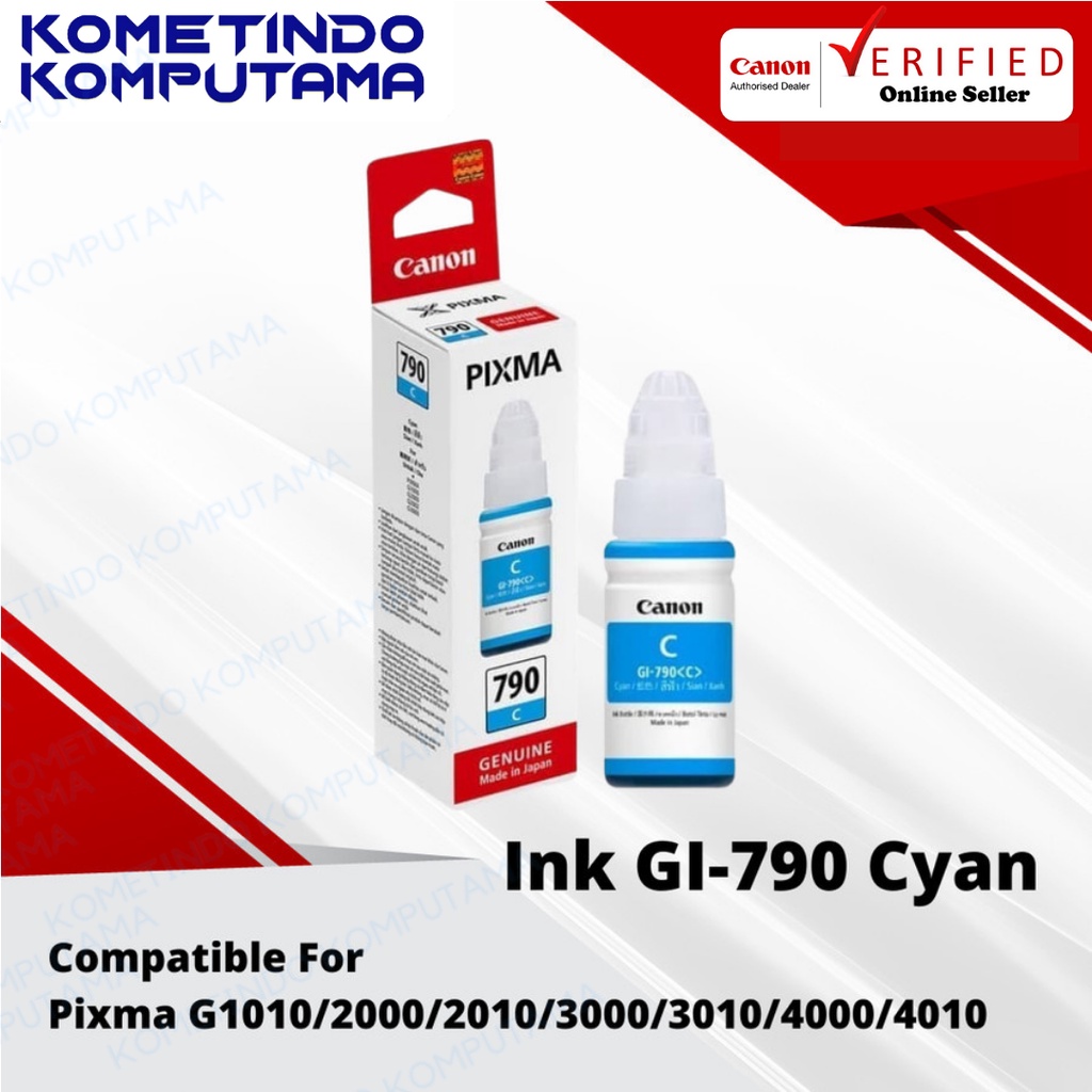 Jual GI 790 Cyan 70ml Tinta Canon Pixma 100% Original GI790 BIRU Botol ...
