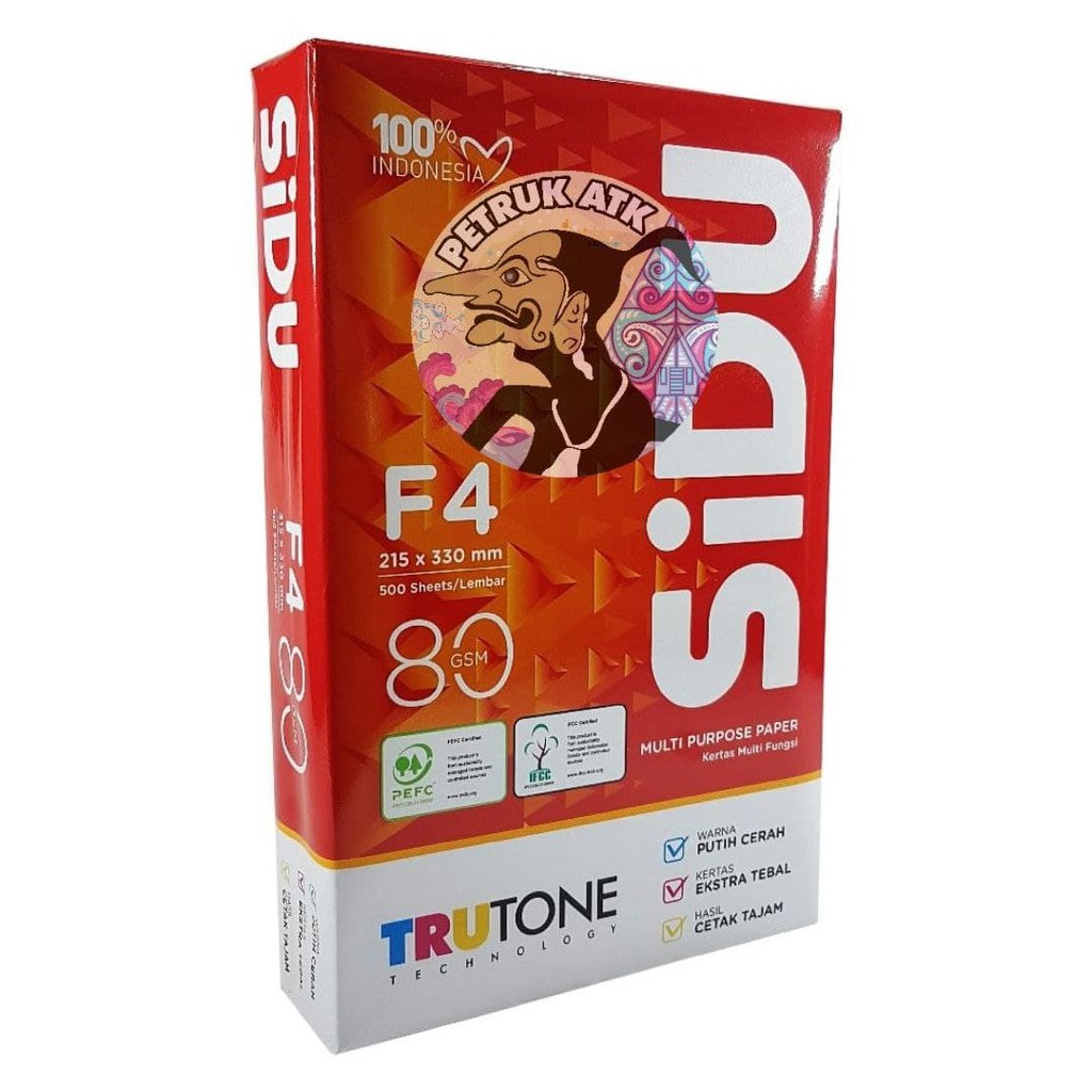 Jual [RIM] KERTAS HVS SIDU FOLIO F4 80 GRAM SINAR DUNIA KERTAS FOTOKOPI ...