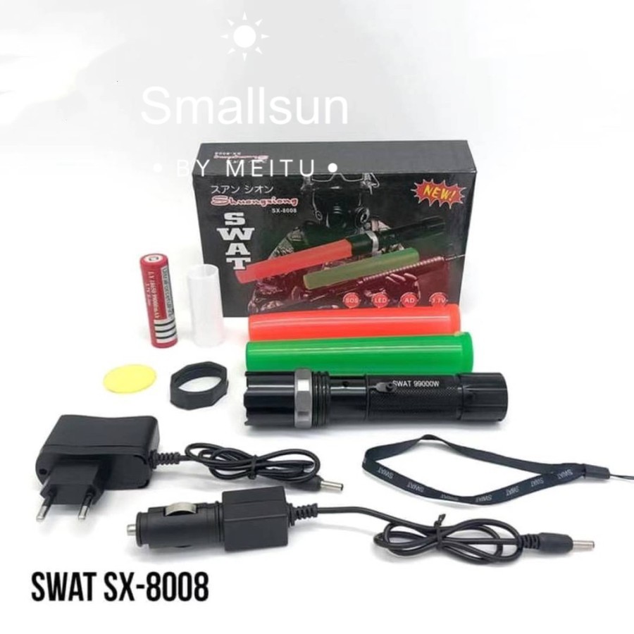 Jual Senter police swat LED 8008 / Senter Free Charger Mobil | Shopee ...