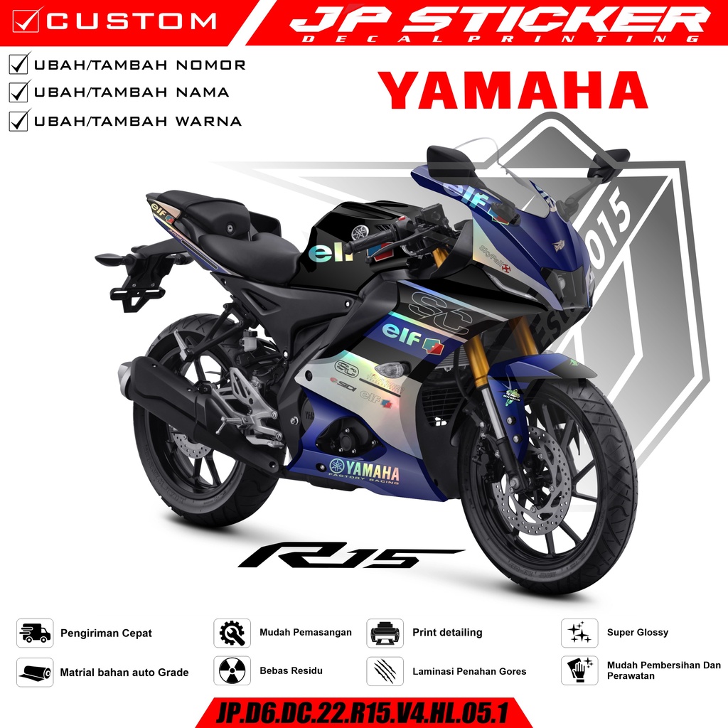 Jual Stiker Decal Hologram R15 V4 All New Chrome , Sticker Decal Full Body R15 V4 2021 2022 D6 ...