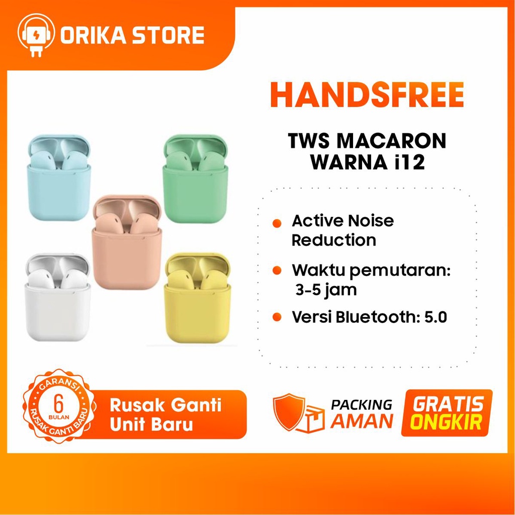 Jual TWS INPOD MACARON WARNA Handsfree / Earphone Dobel Garansi 6 Bulan ...