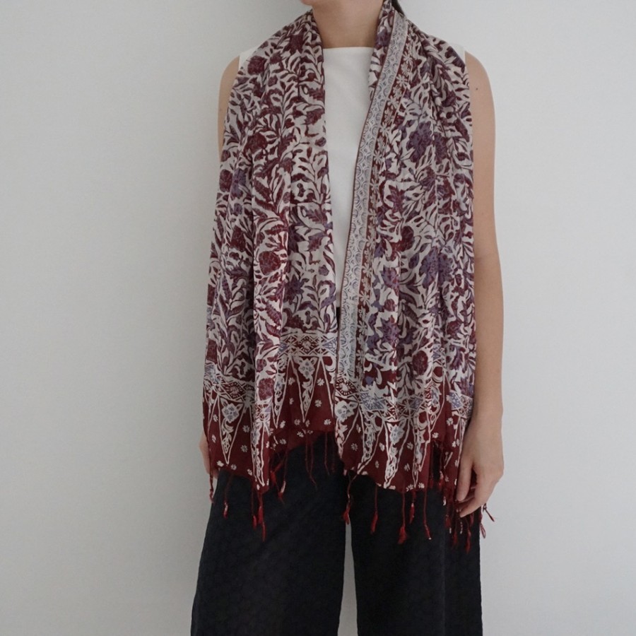 Jual Selendang Sutra Salur Batik 80×180 Putih Ungu/Syal/Scarf/Pashmina ...