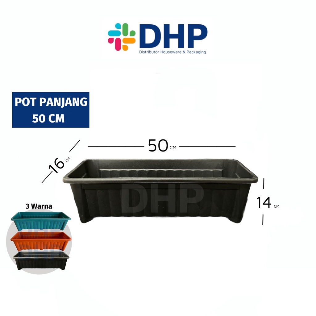 Jual Pot Panjang 50cm Plastik Bunga Tanaman Hias Persegi Hitam Warna 55 ...