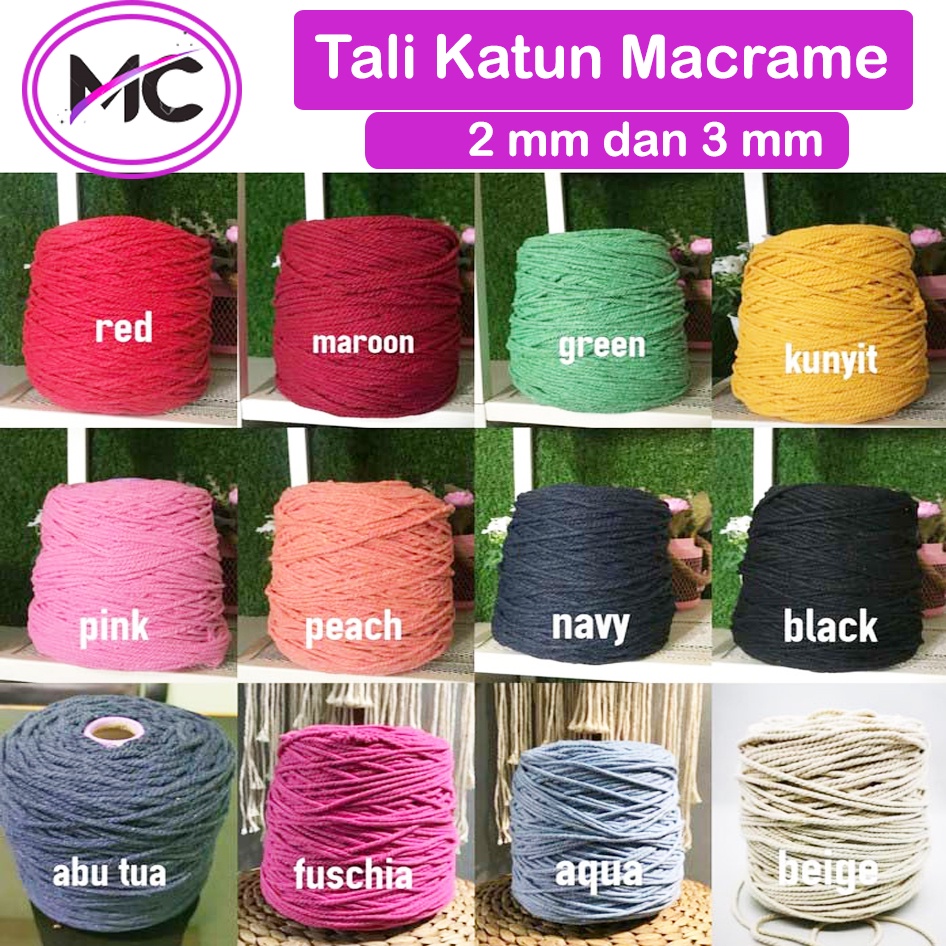 Jual Tali Katun Macrame 2mm 3mm Warna Kualitas Super Tali Tas Sepatu ...