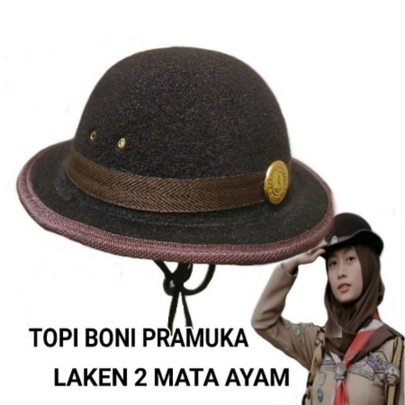 Jual Topi boni pramuka perempuan / topi boni dua mata ayam | Shopee ...