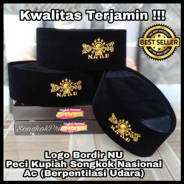 Jual promo peci hitam bordir logo nu super premium murah grosir ...