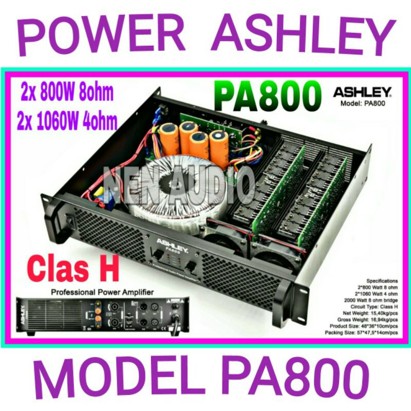 Jual Power ASHLEY pa800 original ashley pa 800 clas H amplifier 800W ...