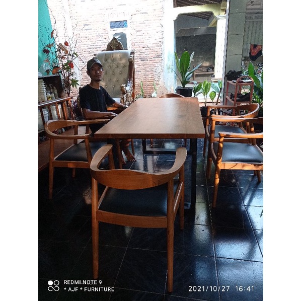 Jual kursi makan minimalis kayu jati hiroshima / meja makan minimalis terbaru / kursi makan kayu ...