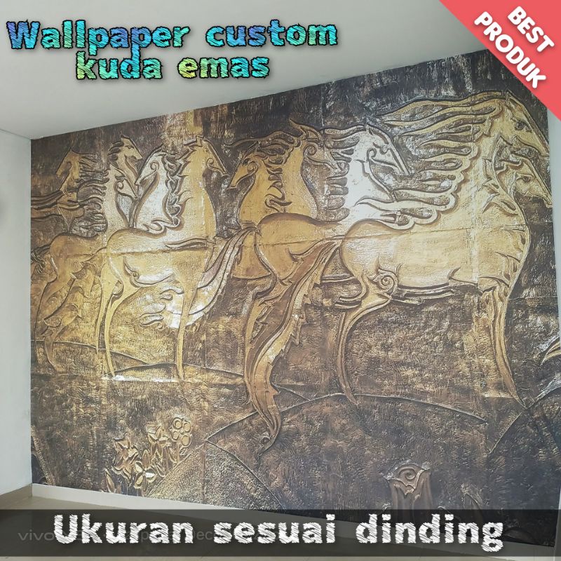 Jual wallpaper kuda emas - wallpaper custom kuda emas premium serat ...