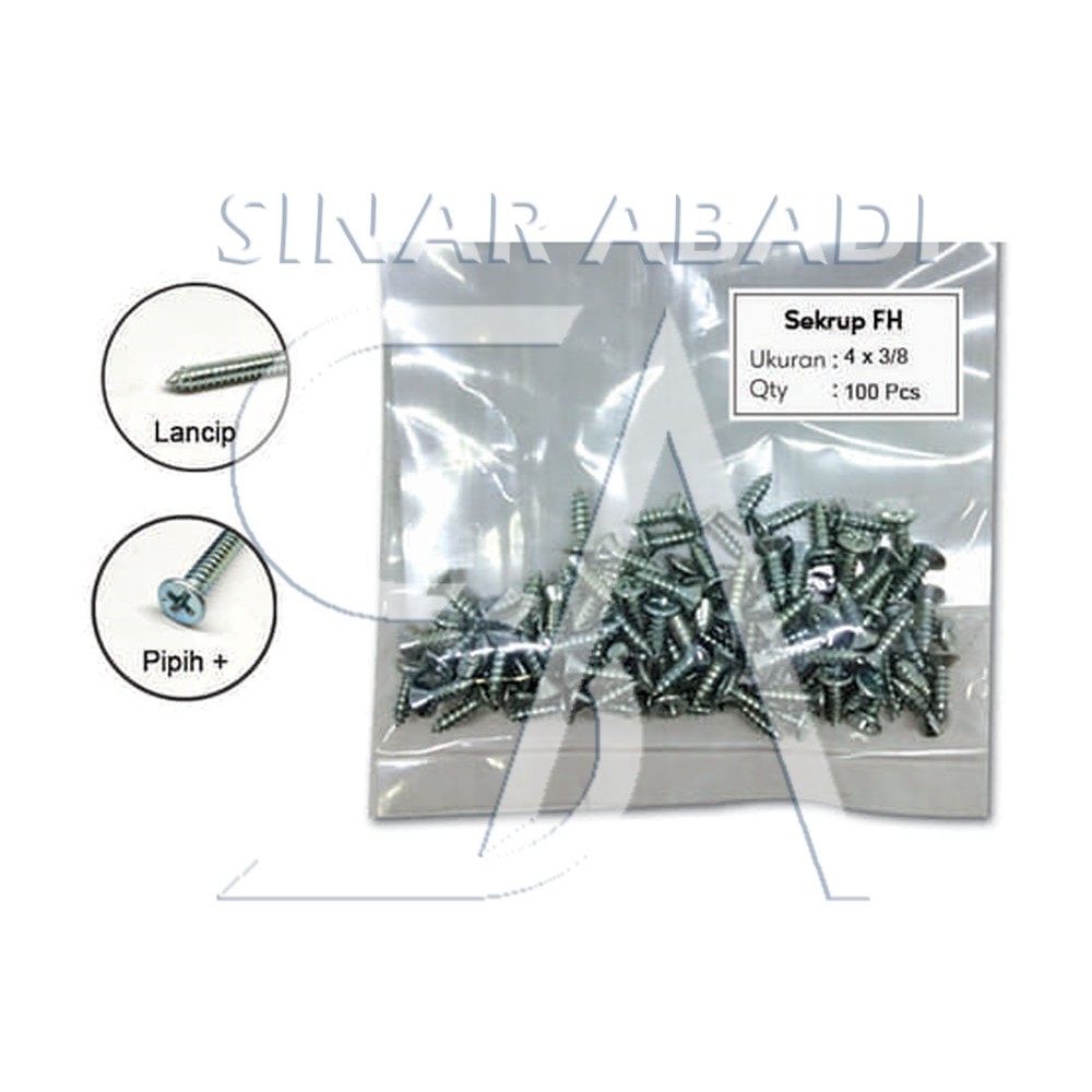 Jual SEKRUP FH 4 x 3/8 - SKRUP FH 4x3/8 BAUT TAPPING ISI 100 PCS ...