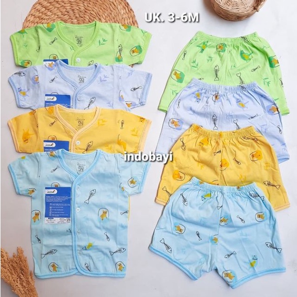 Jual INDOBAYI Setelan Baby Bon Bon Pendek Ikan Warna 3-6bl | Shopee ...